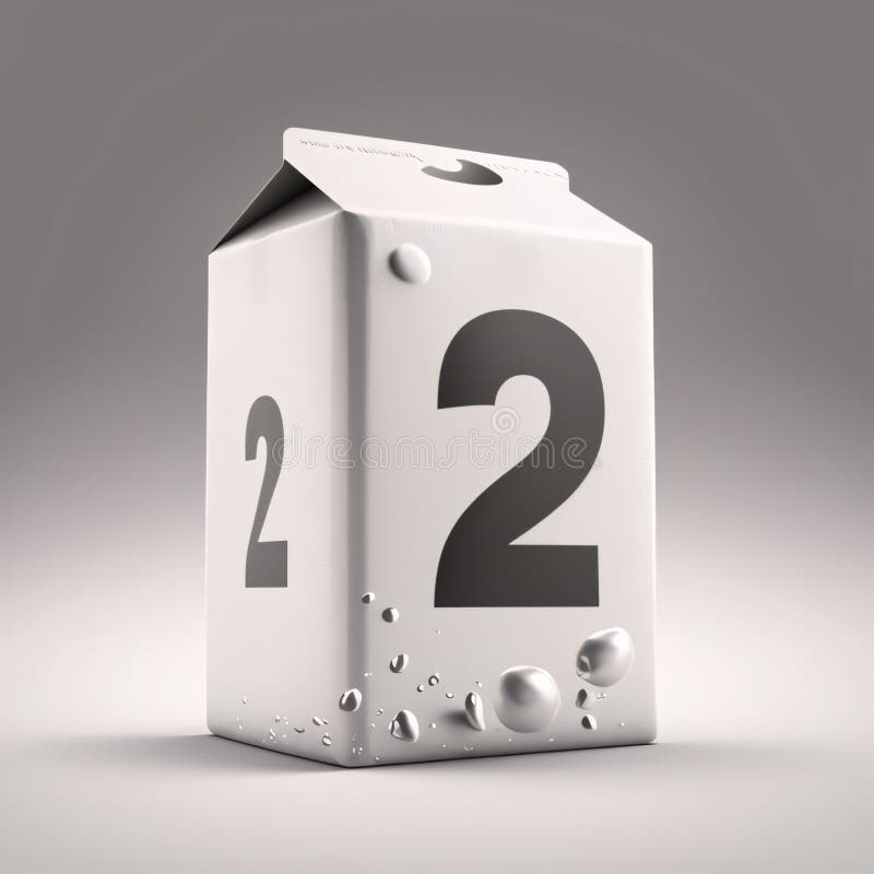White Box with the Number Two on a Gray Background. 3d Rendering Stock ...