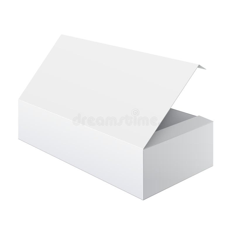 Open White Blank Carton Pizza Box Stock Illustration - Illustration of ...