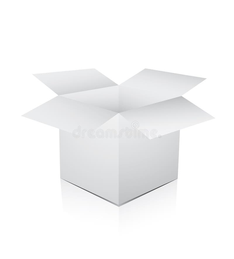 Blank Open Empty White Cardboard Box Stock Illustration - Illustration ...