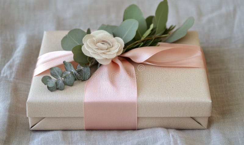 A White Box with a Pink Ribbon and a Flower on Top Stock Illustration ...