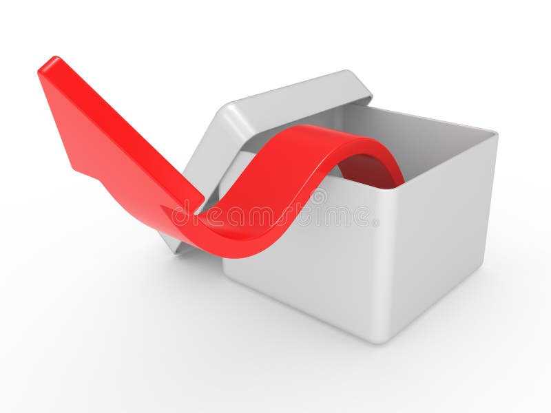 White box with red arrow stock illustration. Illustration of packing ...