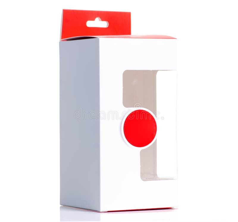 White box with red stock image. Image of closed, cardboard - 127107999