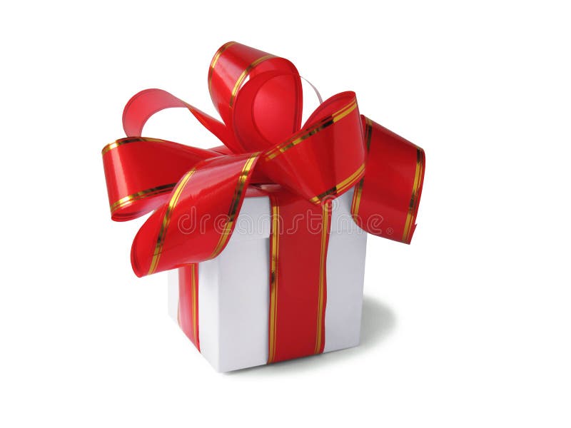 White box with red bow stock image. Image of wrapping - 13046447