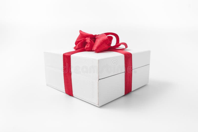 White Box with a Red Bow Gift Stock Image - Image of birthday, clipping ...