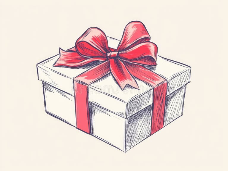 White Box with a Red Bow on Top Stock Photo - Image of anniversary ...