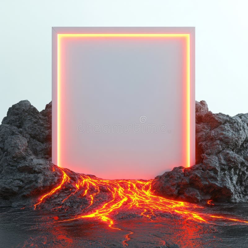 A White Box with Red Lava Flowing Out of it Stock Illustration ...