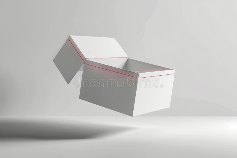 A White Box with a Red Line on it Stock Photo - Image of design, cube ...
