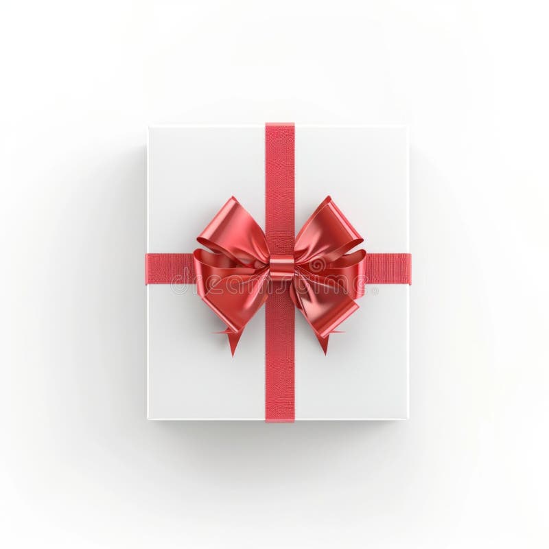 A White Box with a Red Ribbon and a Bow Stock Illustration ...