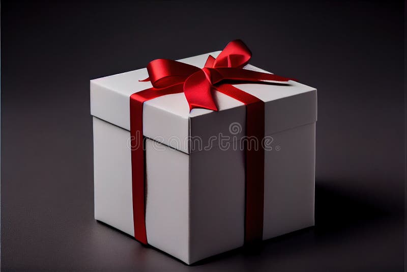 A White Box with a Red Ribbon and a Bow on it S Side Stock Illustration ...