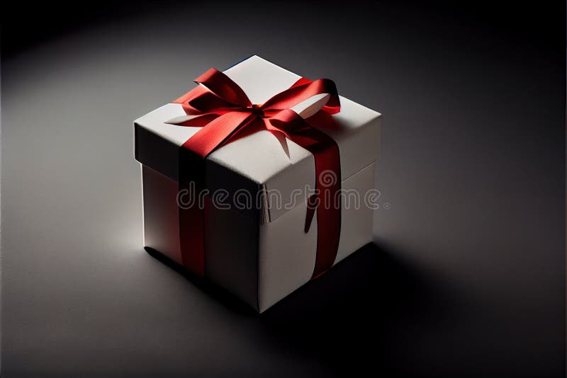A White Box with a Red Ribbon and a Bow on it S Side Stock Illustration ...
