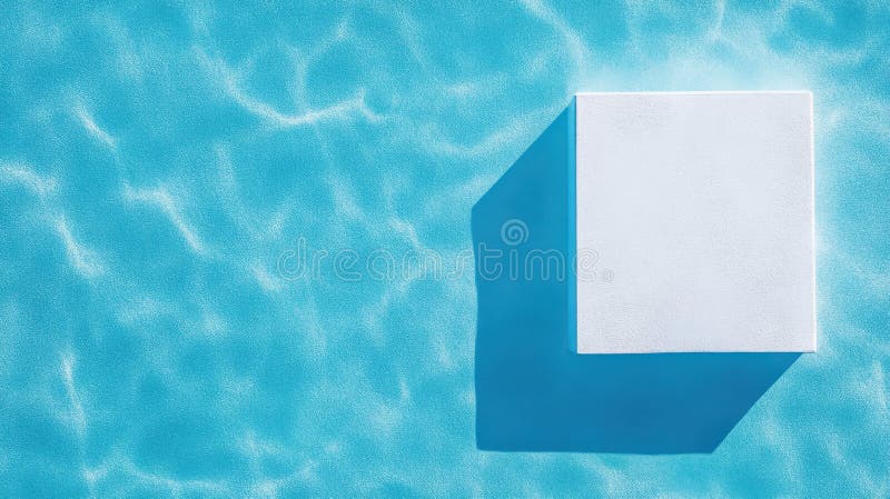 A White Box Rests on the Surface of a Shimmering Blue Pool, Creating a ...