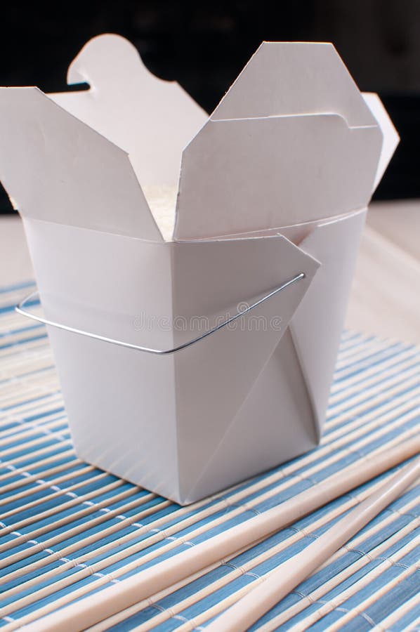 White Box with Rice from Chinese Takeout Stock Image - Image of ...