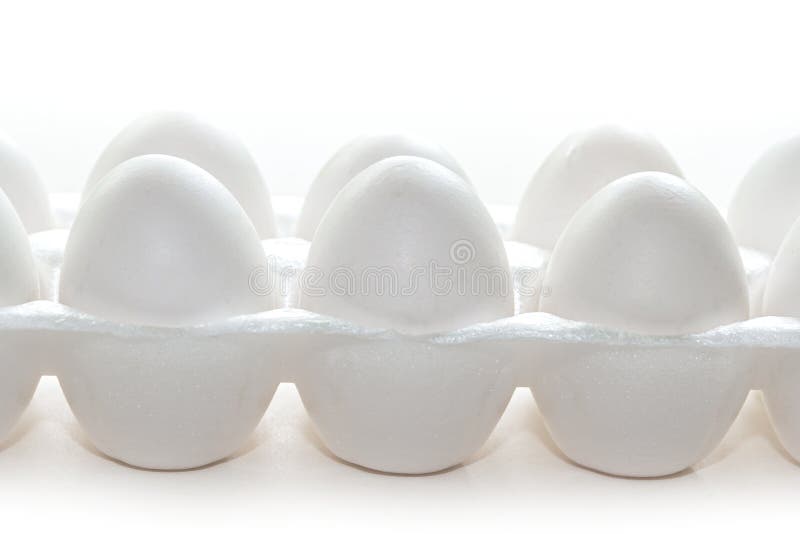 White Box with a Set of White Fresh Dietary Eggs on a White Background ...