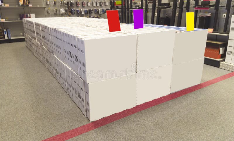 White Box Set in Supermarket Stock Photo - Image of shipping, package ...
