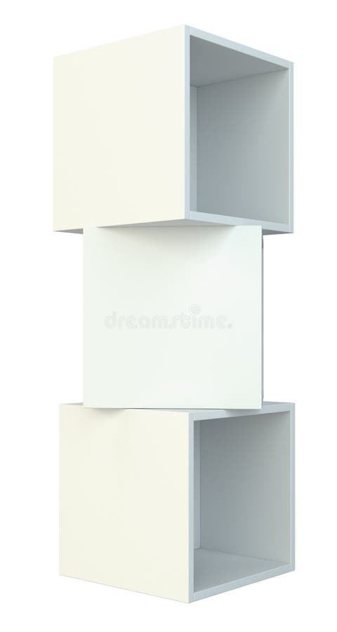 White Box Shelves. 3d Rendering on Isolated White Background Stock ...