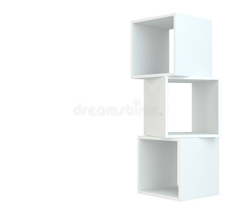 White Box Shelves. 3d Rendering on White Background Stock Photo - Image ...