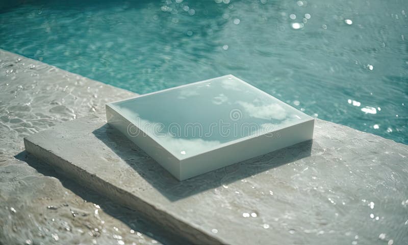 A White Box Sits on a Ledge Next To a Pool of Water. Stock Illustration ...
