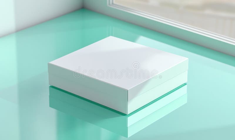 A White Box is Sitting on a Green Surface Stock Image - Image of ...
