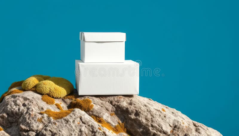 White Box is Sitting on a Rock Stock Image - Image of ribbon, white ...