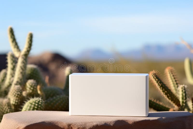 A White Box Sitting on Top of a Desert. Stock Photo - Image of internet ...