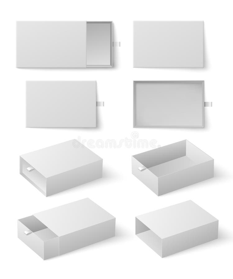 White Box Slider, Mockup Set on White Background Vector Illustration ...