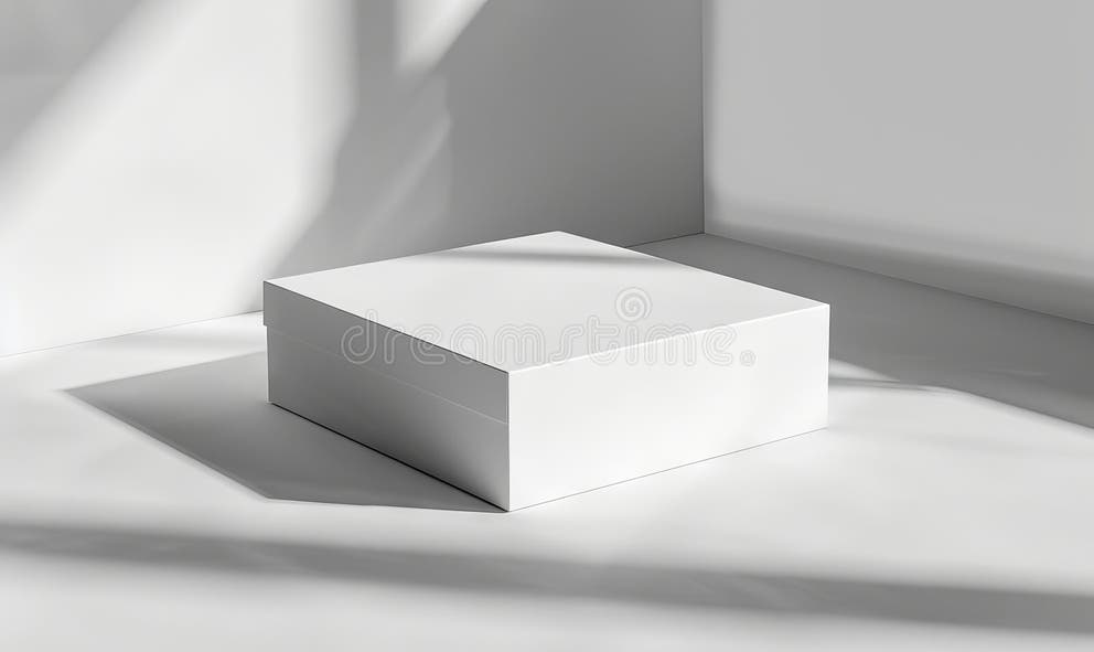 A White Box on a Table with Shadows Stock Photo - Image of container ...