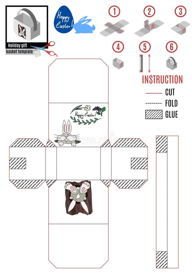 White Box Template for Easter. Rabbit in the Hole Stock Vector ...