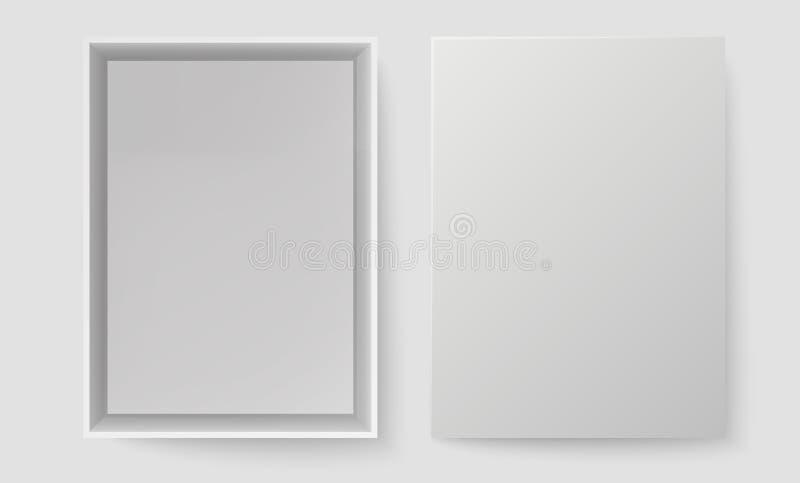 White Box Top View. Open Pack Box Mock Up. Empty Blank Realistic Open ...