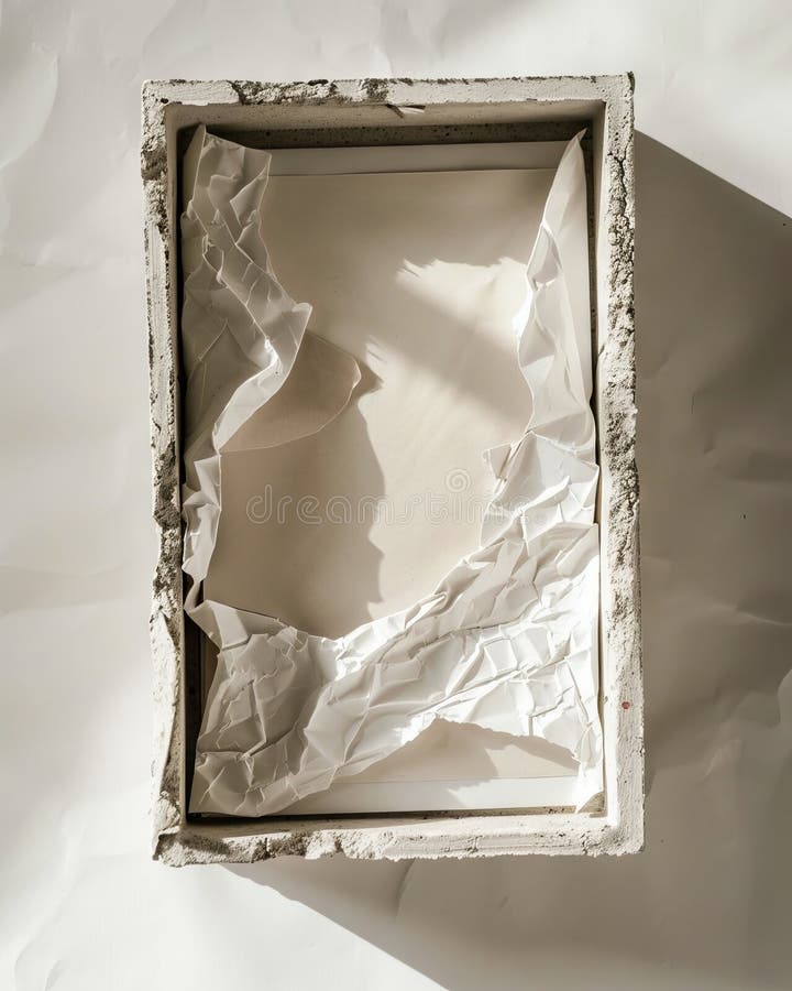 A White Box with a Torn Piece of Paper Stock Image - Image of tear ...