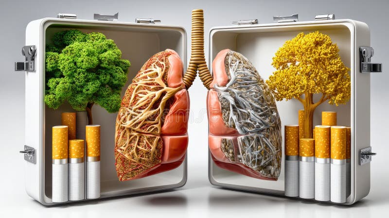 A White Box with a Tree and a Lung Inside. Generative AI Stock ...