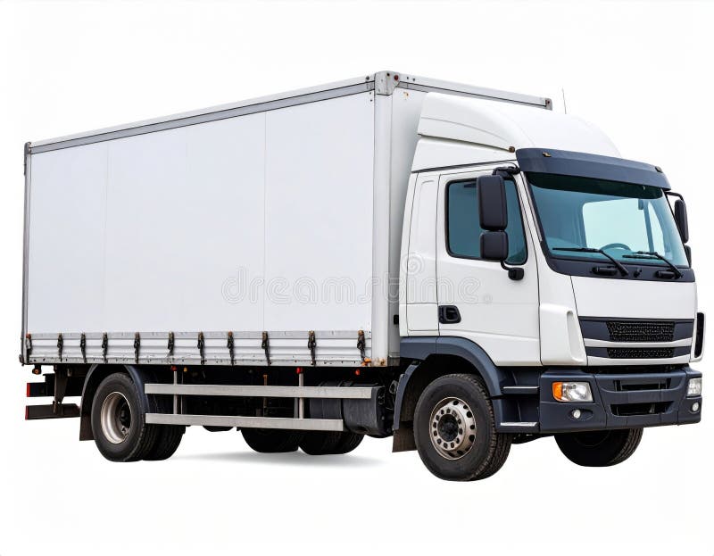 White Box Truck on White Background Stock Illustration - Illustration ...