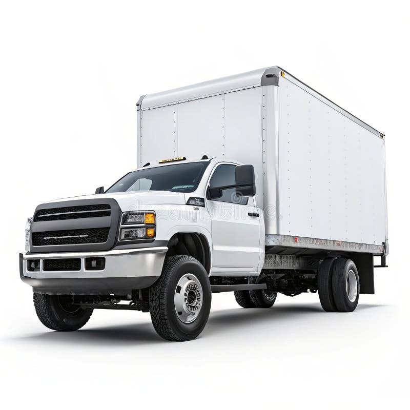 White Box Truck 3D Render Side View Composition, Delivery Vehicle ...