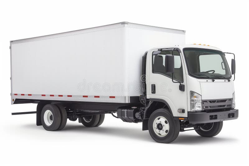 White Box Truck on a Plain Background Stock Photo - Image of ...