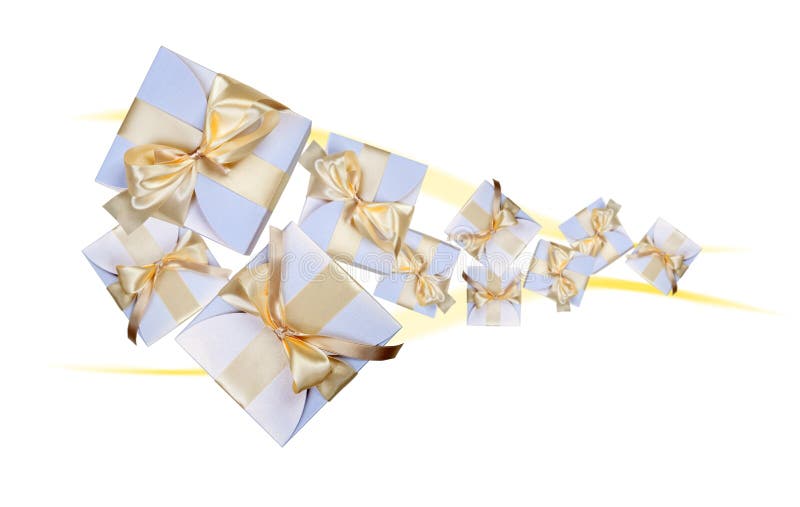 White boxes with gold bow stock image. Image of shiny - 48987423