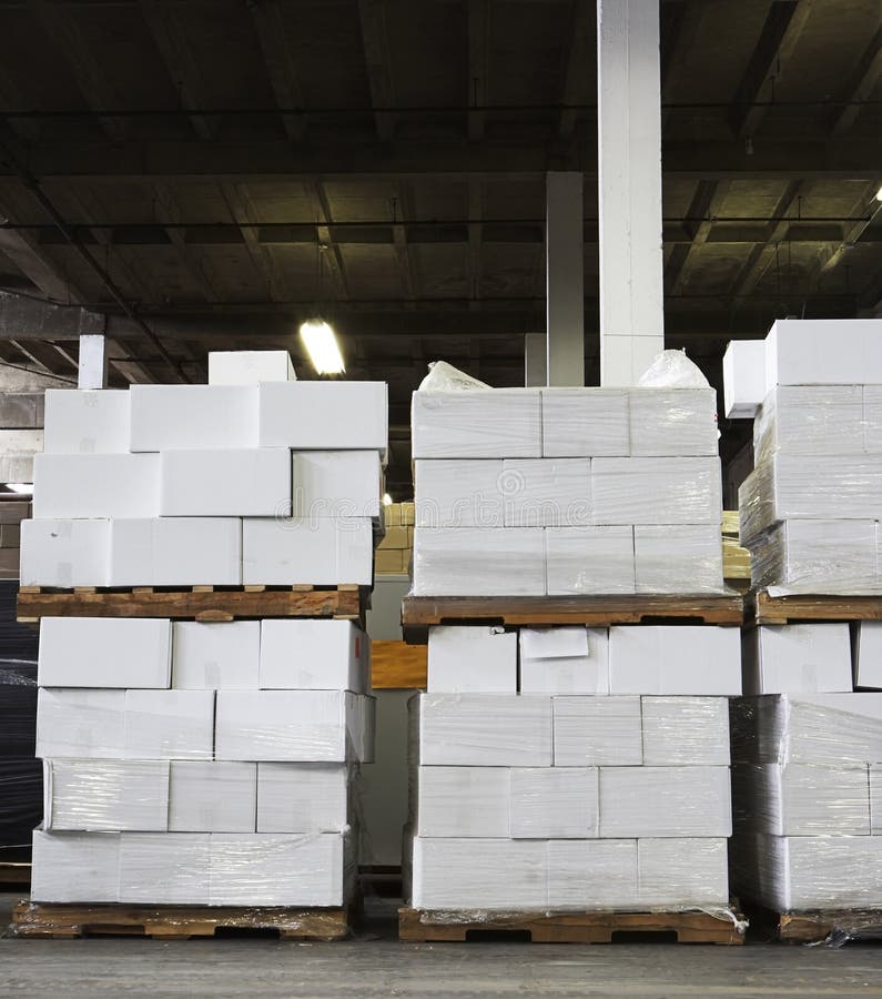 White boxes in warehouse stock photo. Image of organized - 6949432