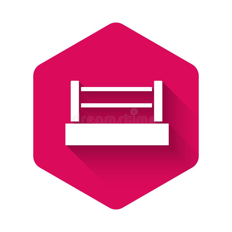 White Boxing Ring Icon Isolated with Long Shadow Background. Pink ...