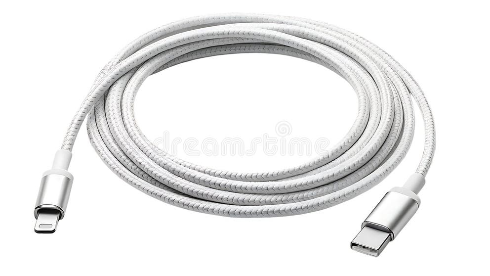 White Braided USB-C To Lightning Cable for Charging and Data Transfer ...