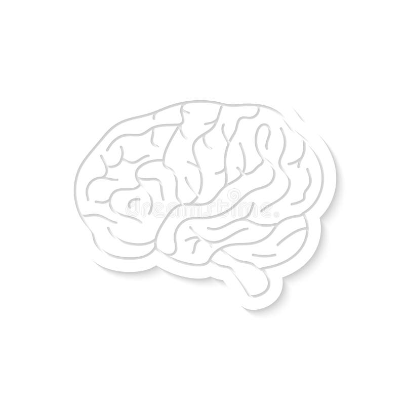 White Brain Icon with Shadow Stock Vector - Illustration of human ...