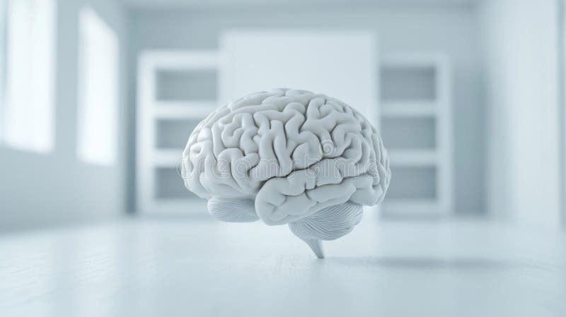 A White Brain Model Sitting on a Table Stock Illustration ...