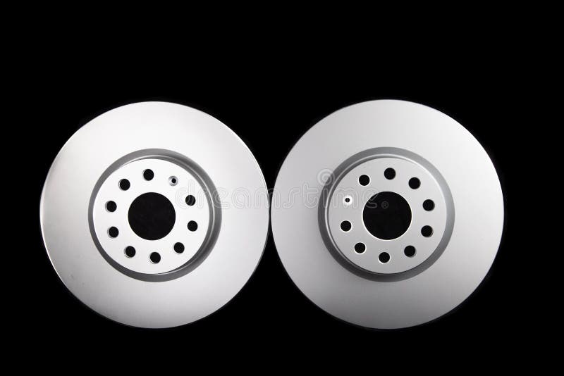 White Brake Discs on a Black Background. Efficient Braking, Safety ...