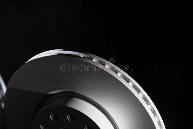 White Brake Discs on a Black Background. Efficient Braking, Safety ...