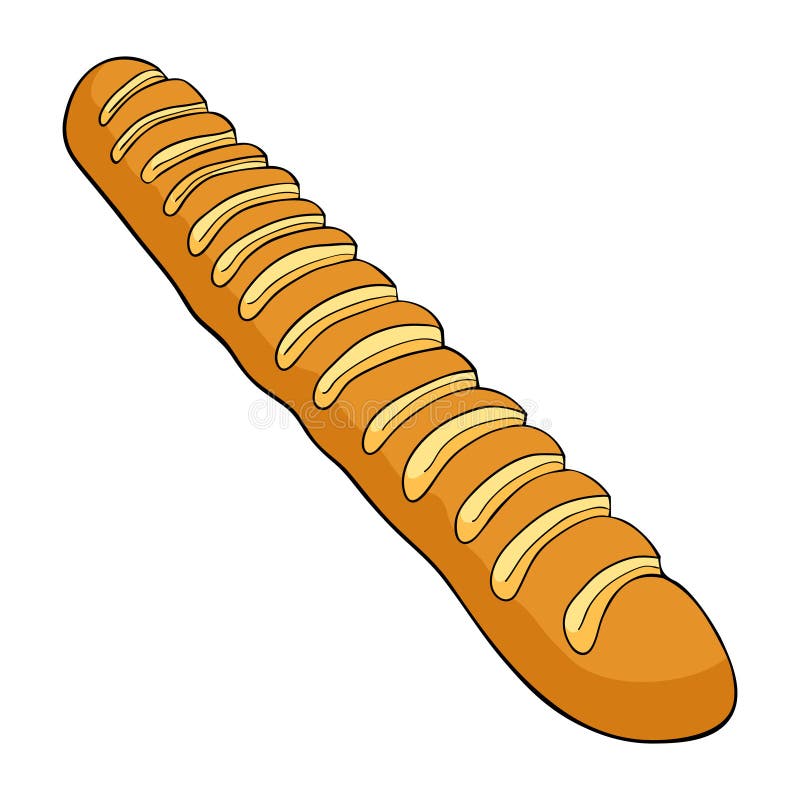 White Bread Baguette Bakery Product Vector Illustration Stock Vector