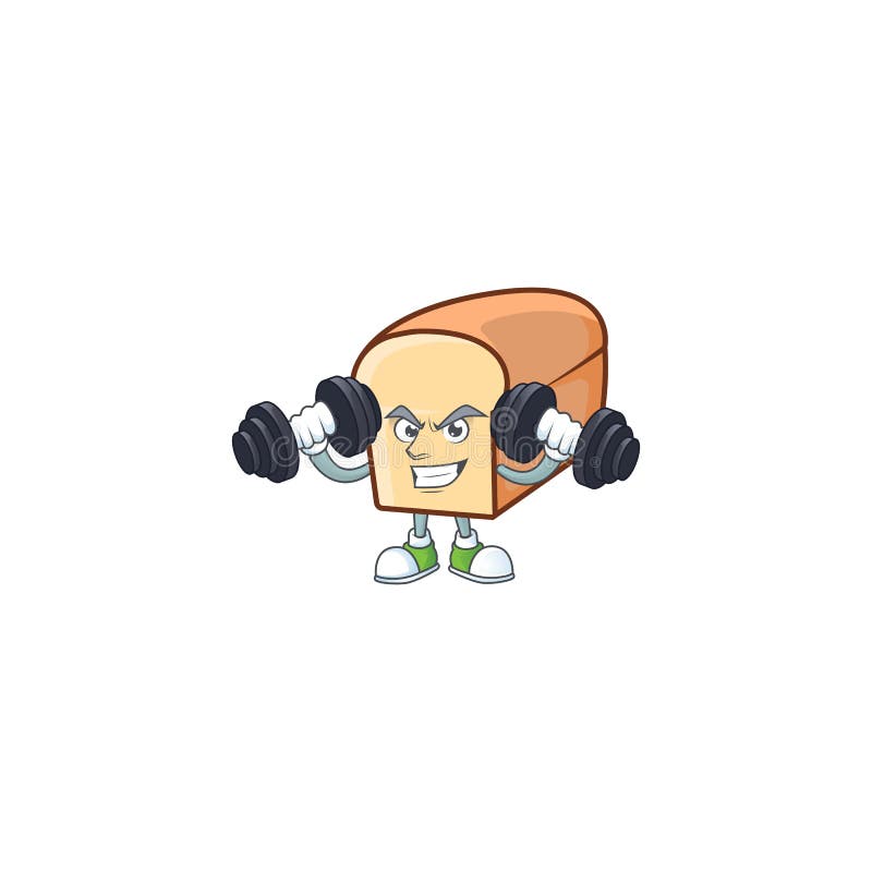 White Bread of Cartoon with Bring Barbell Mascot. Stock Vector ...