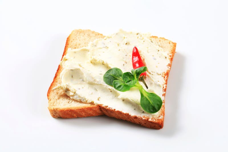 White Bread with Cheese Spread Stock Image - Image of slice, studio ...