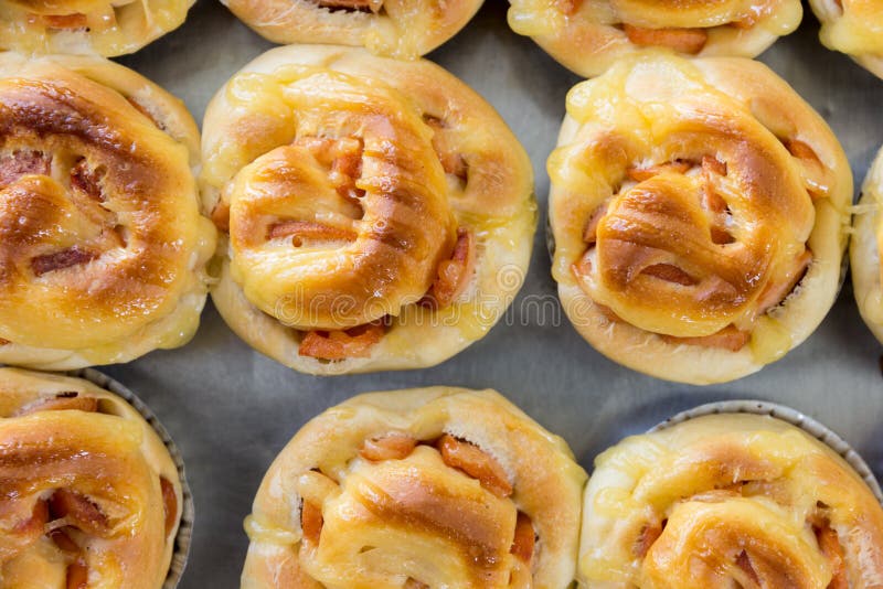 White Bread Ham and Cheese Bake Stock Photo - Image of snack, bakery ...