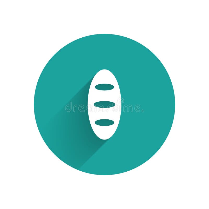White Bread Loaf Icon Isolated with Long Shadow. Green Circle Button ...