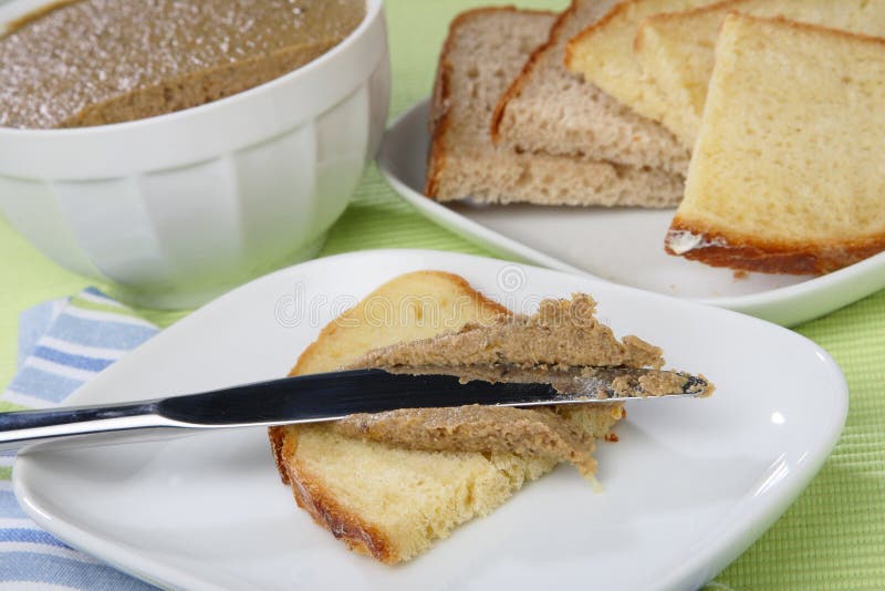White Bread with Pate Spread Stock Image - Image of plates, decoration ...