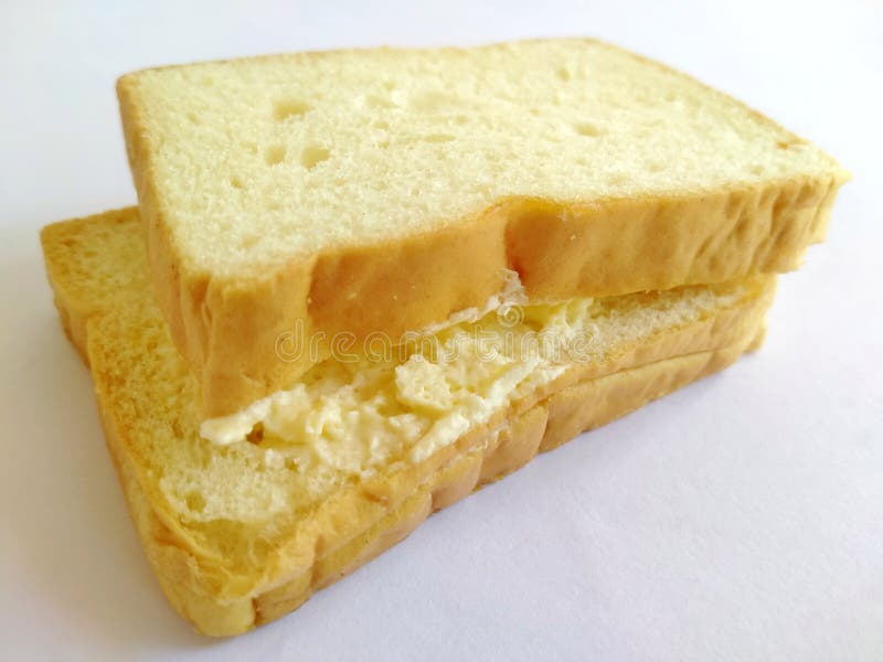 White Bread with Peanut Butter on White Paper Stock Image - Image of ...