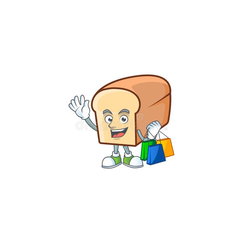 White Bread with Shopping Cartoon Character Shape. Stock Vector ...