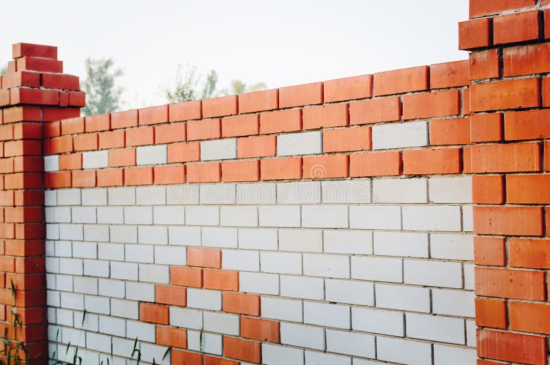 White brick fence stock photo. Image of line, design - 138010306